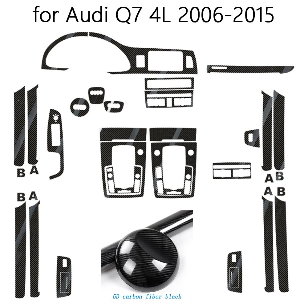 Для Audi Q7 4L 2006-2015: наклейки из углеродного волокна на центральную панель управления и ручки дверей, аксессуары для стайлинга автомобиля