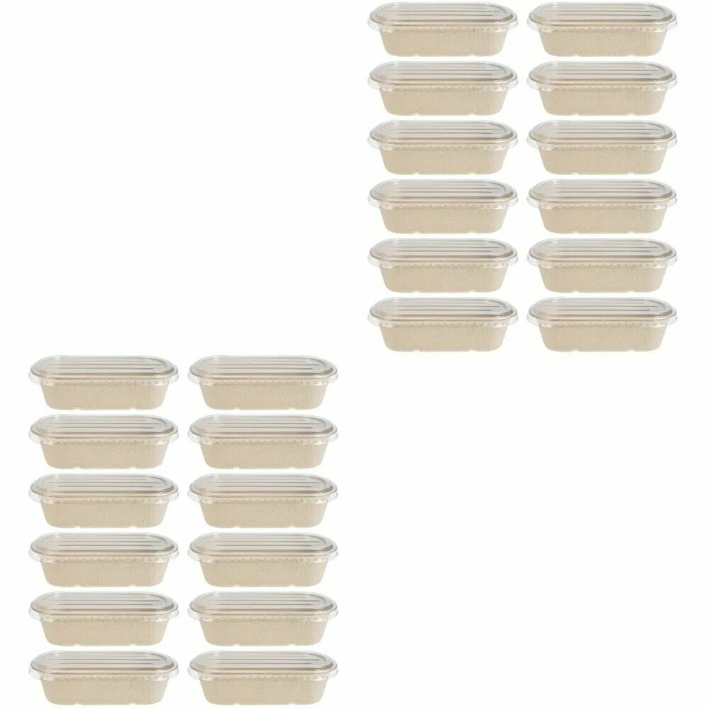 Одноразовые пищевые биоразлагаемые контейнеры из бумажной массы с крышкой для хранения еды 700 мл, комплект 100 штук