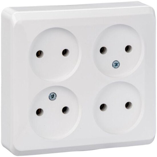 Розетка Systeme Electric (schneider Electric) SCHNEIDER ELECTRIC 4-ая б/з без шторок SE Этюд наруж, Белый, PA16-205B