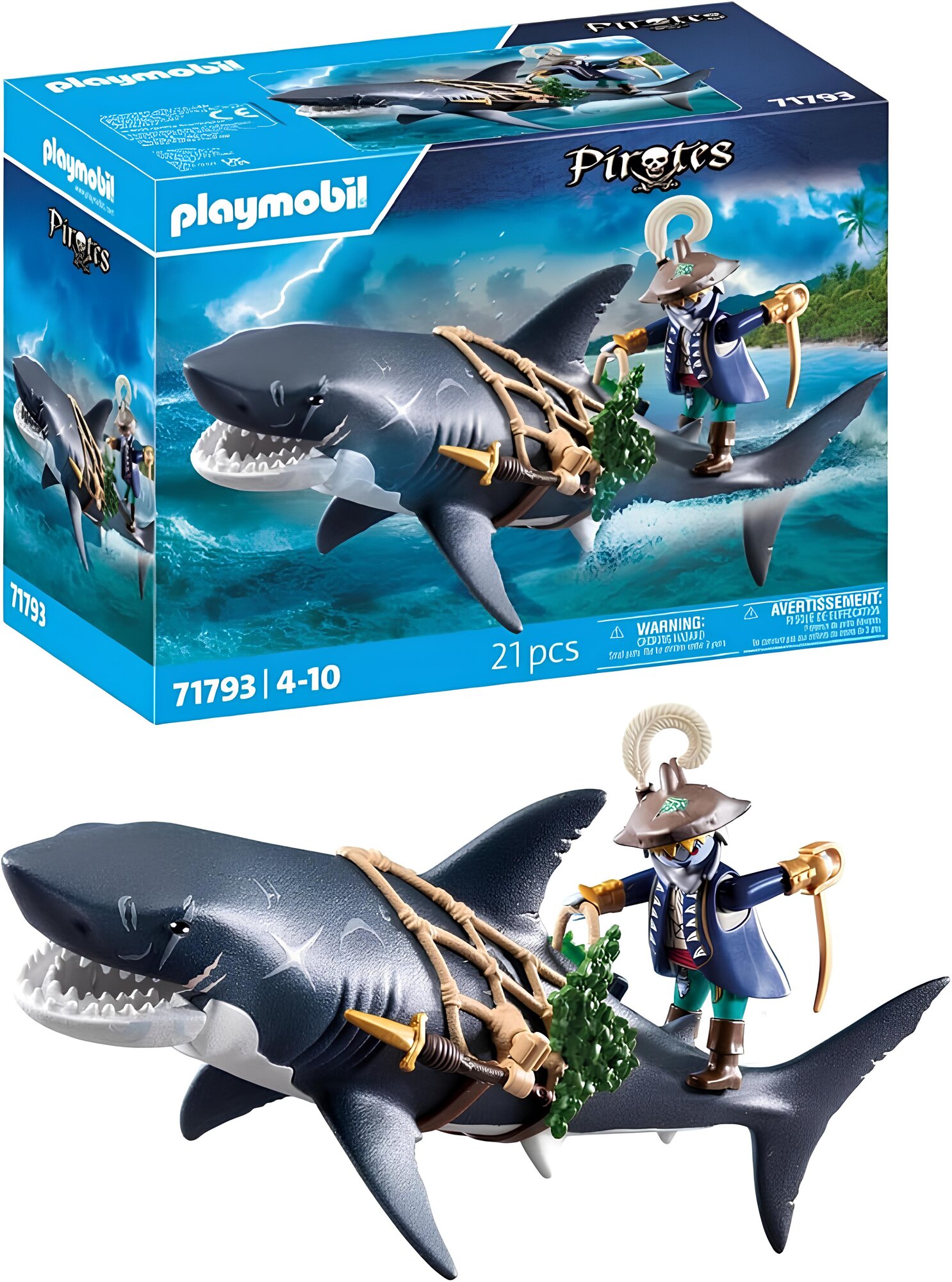 Конструктор Playmobil 71793 Гигантская акула с пиратом