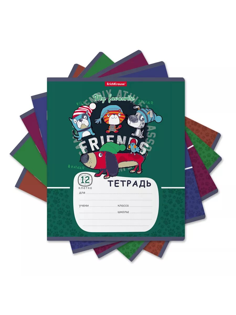Тетрадь шк. уч. Adventure Friends, 12 листов, клетка, 10 шт.