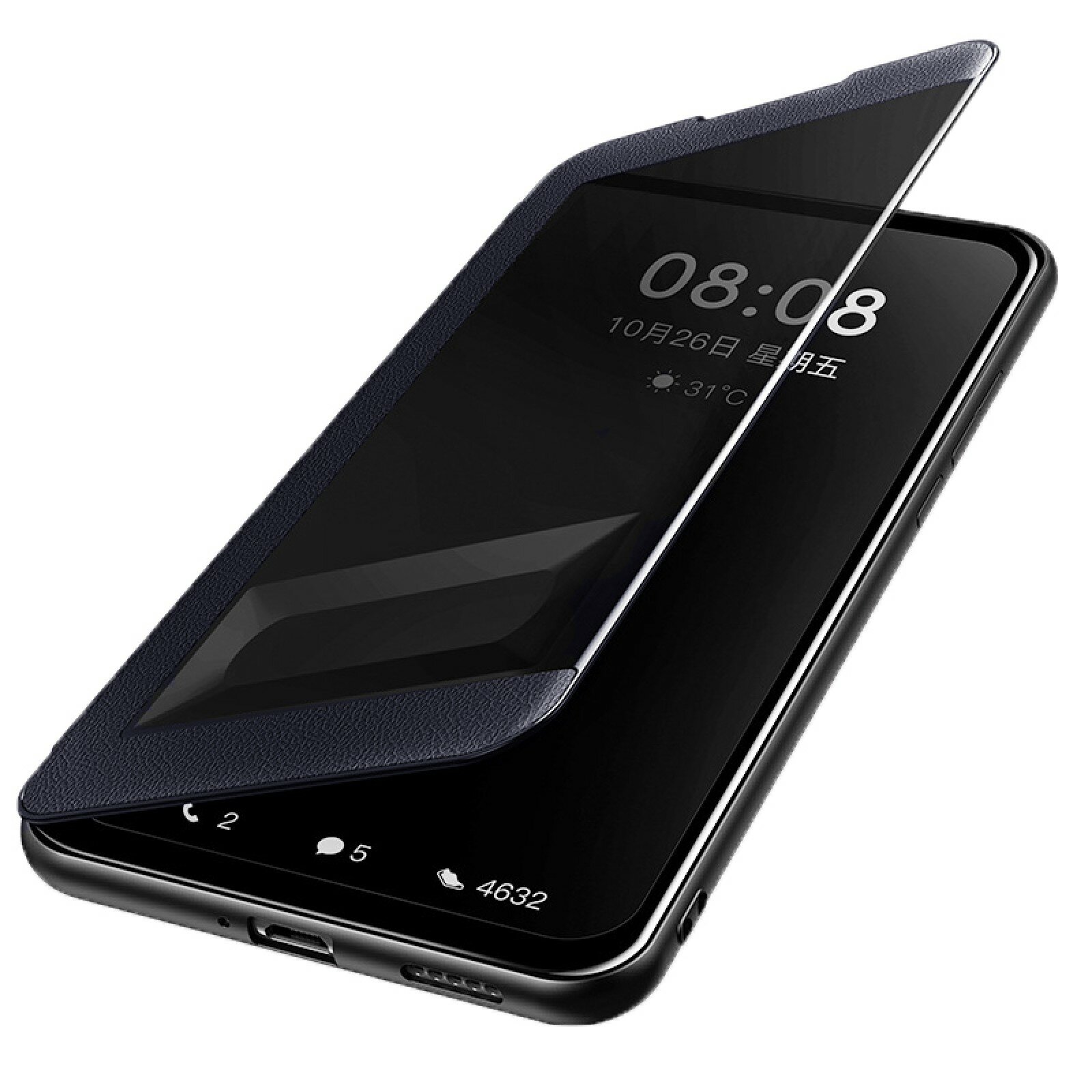 Чехол-книжка MyPads для Huawei Honor 30 Pro+ и Honor 30 Pro синий с окошком для вызовов, водоотталкивающий