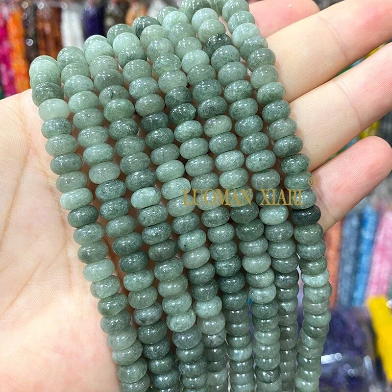 Нефритовые и халцедоновые бусины Rondelle LUOMAN XIARI 5x8 5x8mm 15in 72-75pcs, burma jade color 002