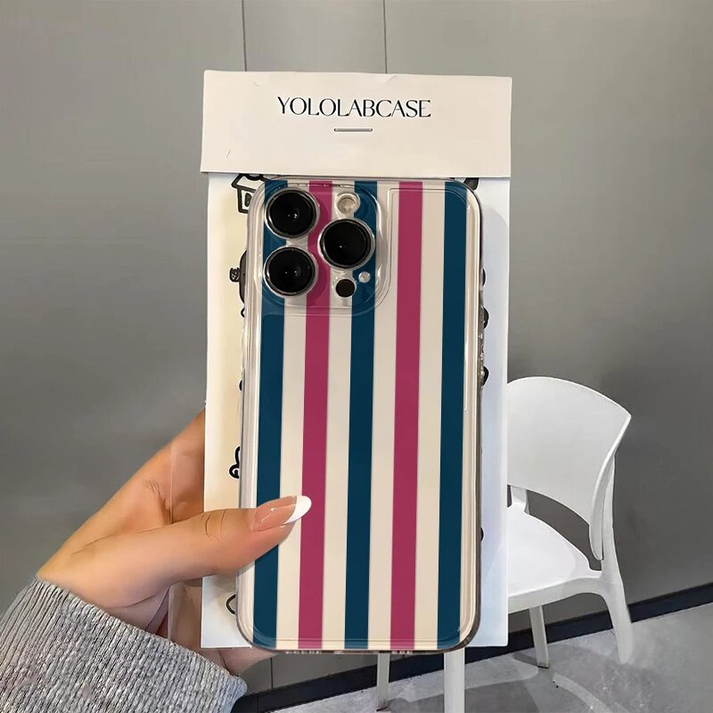 Чехол для iPhone 16 с полосками, Clear-WQCS206