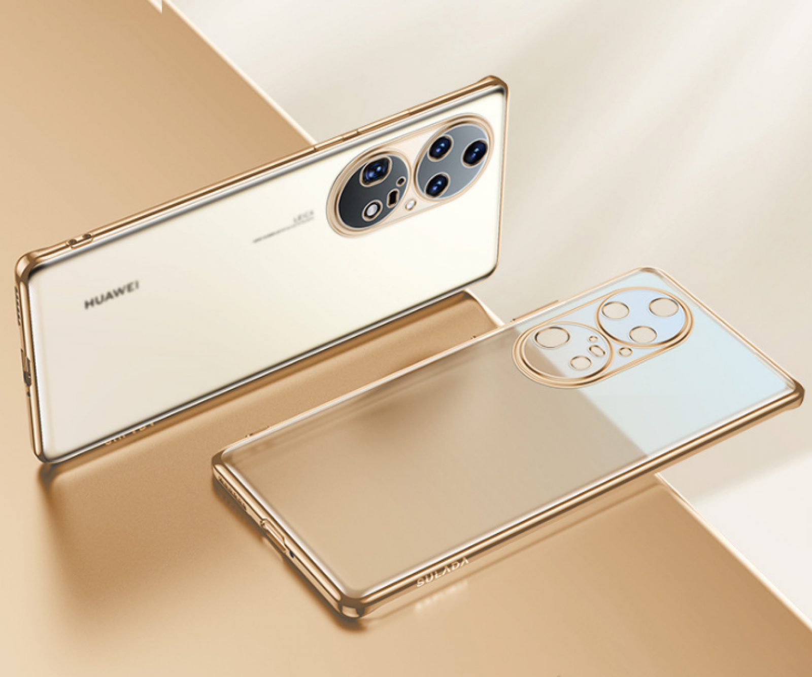 Чехол-накладка MyPads для Huawei P50 Pro, силиконовый, прозрачный с золотыми гранями