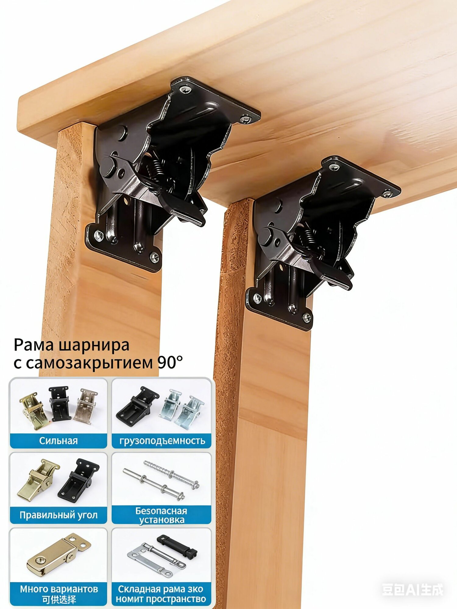 Самоблокирующиеся петли для складных ножек стола, 2 шт, железо, черная бронза, крепление на шурупы, складываются