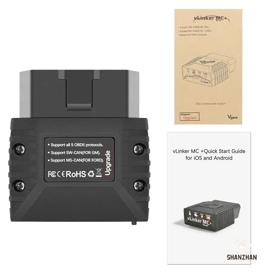 Диагностический сканер Vgate vLinker MC+ Bluetooth OBD2 для легковых авто, поддержка бензина и дизеля — фото 1