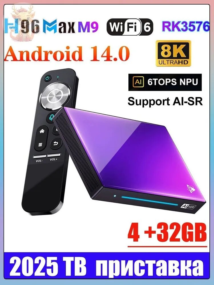 H96 MAX M9 TV Box на Android 14: ТВ приставка RK3576 с поддержкой 8K, Wi-Fi 6, Gigabit LAN, AI, SPDIF и AV1