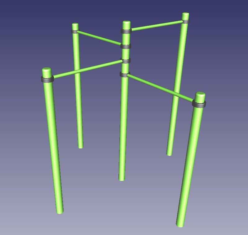 Турник четырехсекционный тросет 06-76 уличный с регулировкой высоты на хомутах бетонируемый