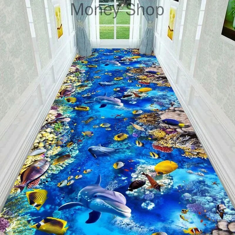 Ковер 3D 80x120 см для гостиной, спальни, прихожей с изображением морского дна