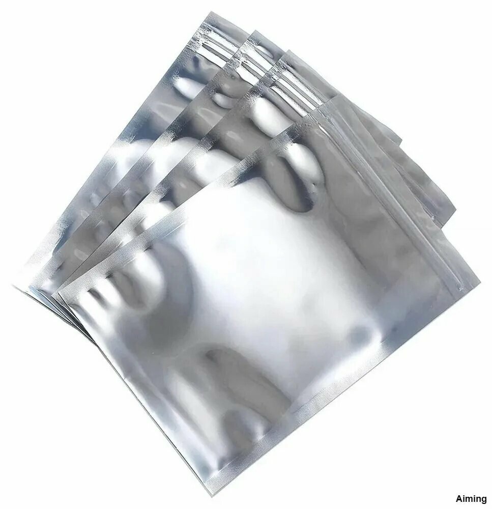 10 шт. Антистатический пакет металлизированный 17х25 см, слайдеры с замком, ziploсk (гриппер)