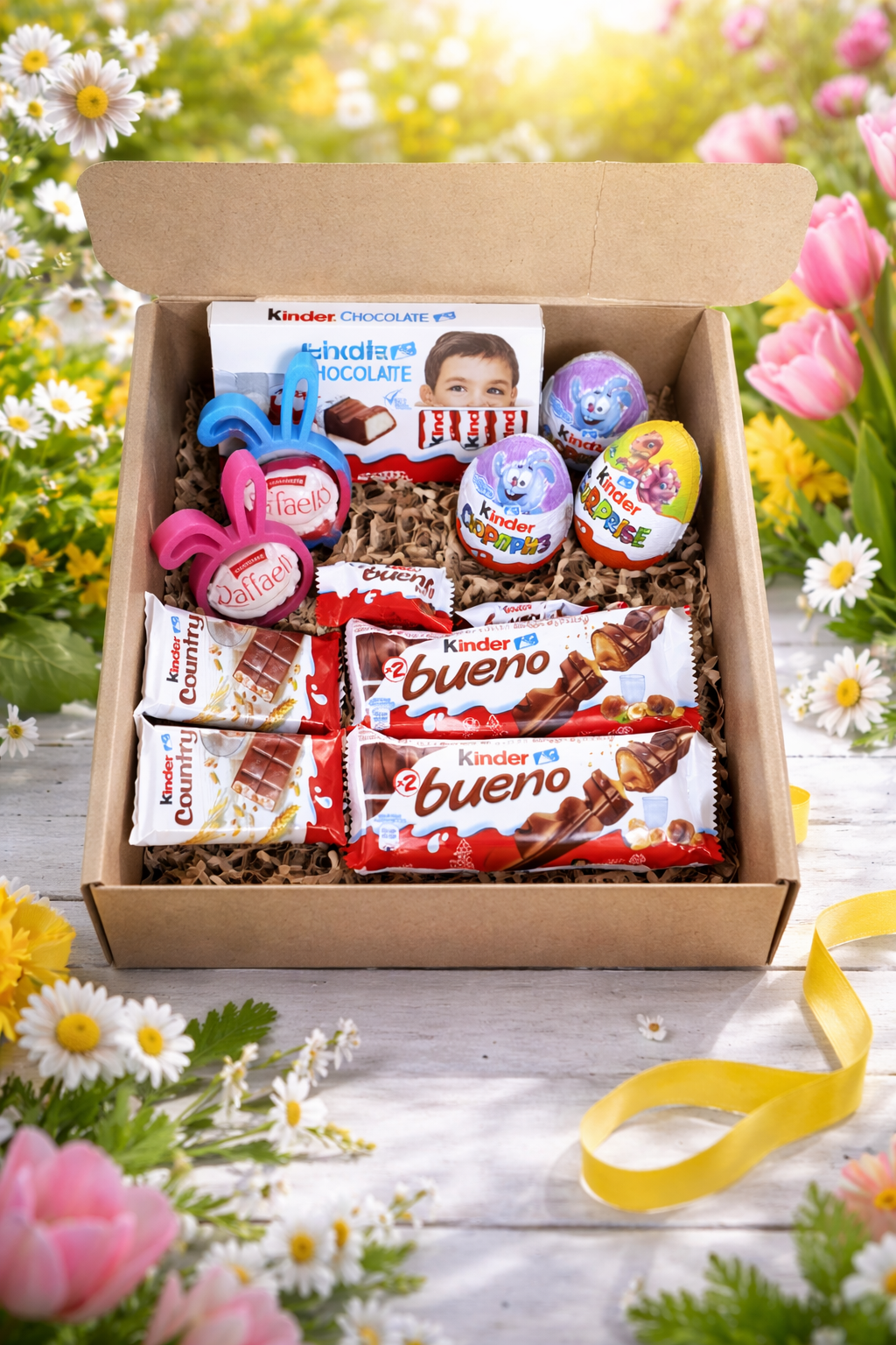 Сладкий набор Kinder "Киндер сюрприз", подарочная упаковка, молочный, белый и темный шоколад