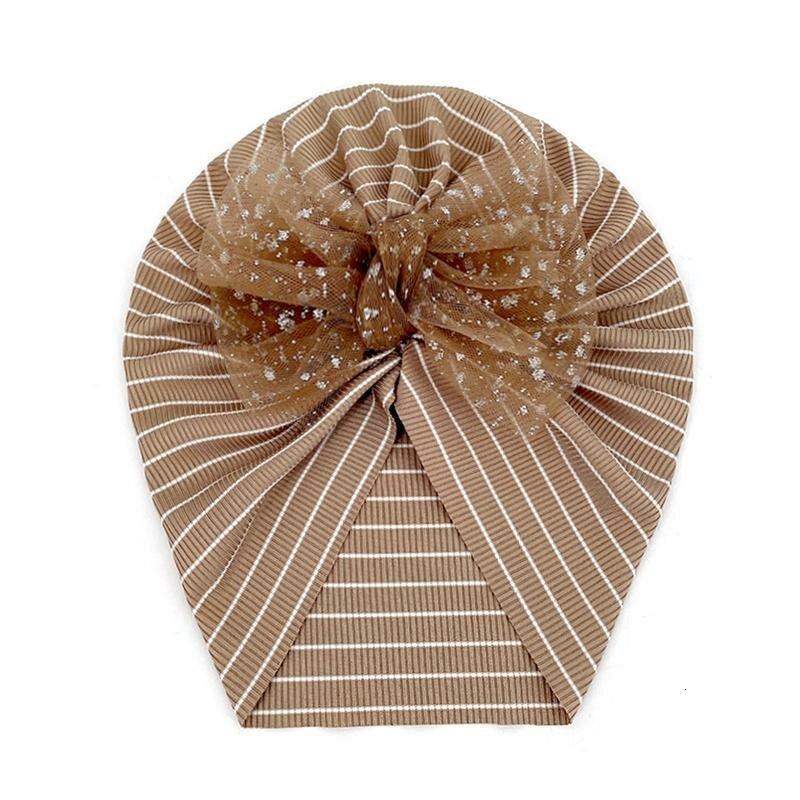 Детская полосатая турбан-шапочка, Brown