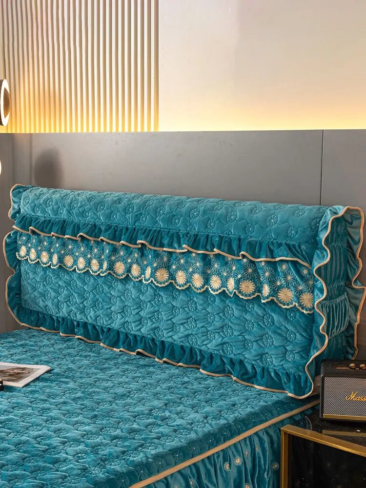 AiWinsure Velvet Bed Headboard Cover, 160cm x 60cm, Green
