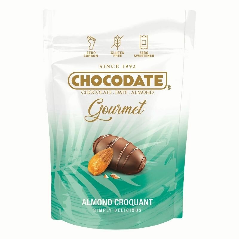 Конфеты CHOCODATE GOURMET Финики с миндалем и миндальным кремом в молочном шоколаде /дой-пак/ 90г