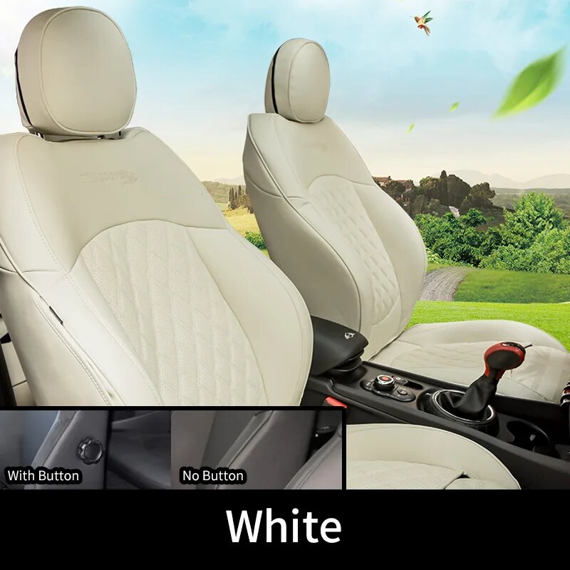 Набор чехлов на автомобильные сиденья, подходящий для R50R53, White, With Button, Front Rear Seat