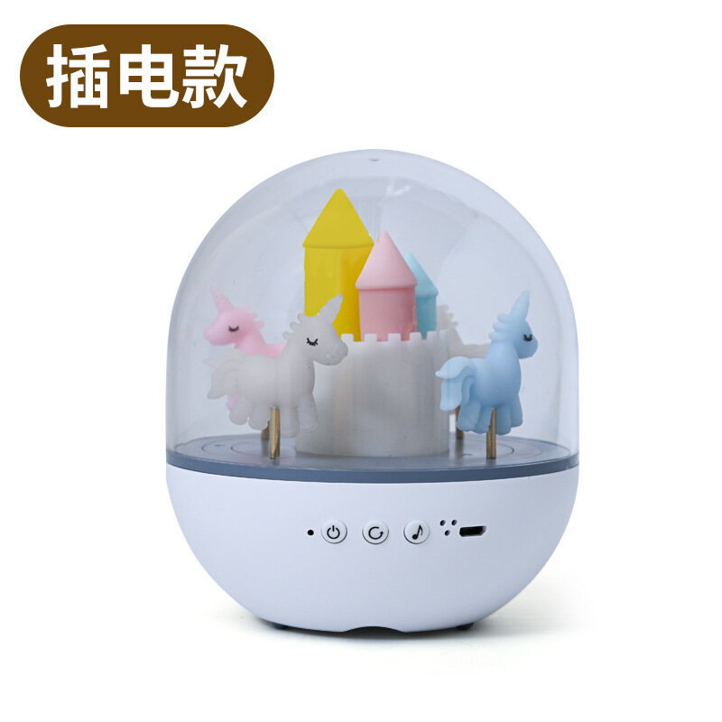 Карусель Ночной Свет Музыкальная Шкатулка USB Атмосферный Свет LED Детский Праздничный Подарок Настольная Лампа Музыкальный Мечтательный Подарок