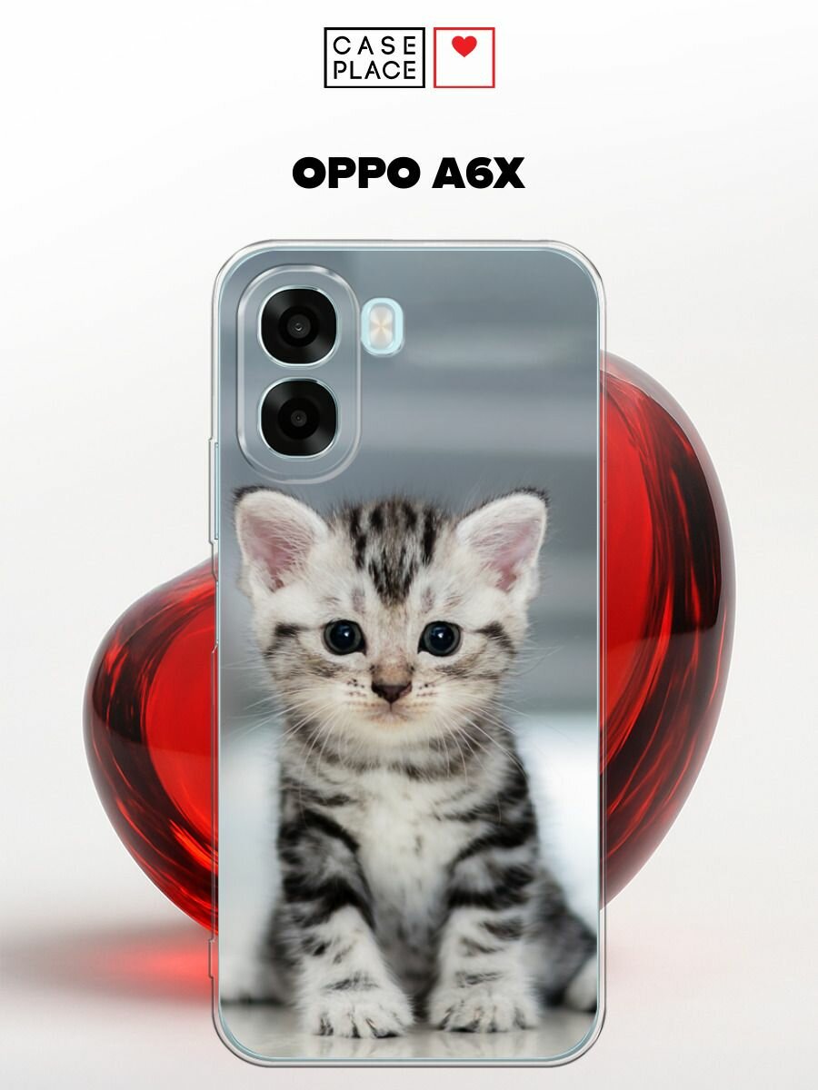 Силиконовый чехол на Oppo A6x / Оппо A6x с принтом Полосатый котёнок