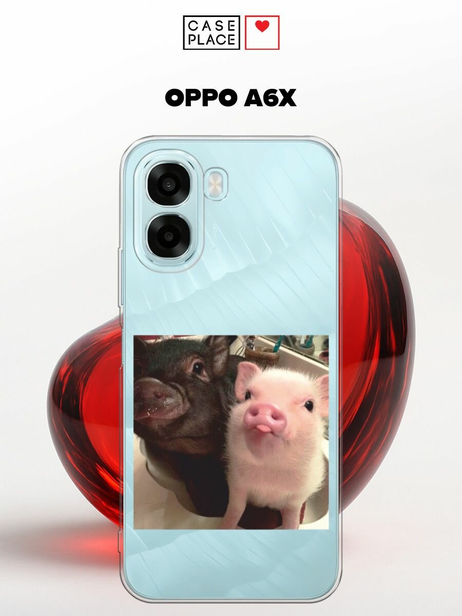 Силиконовый чехол на Oppo A6x / Оппо A6x с принтом Два поросенка