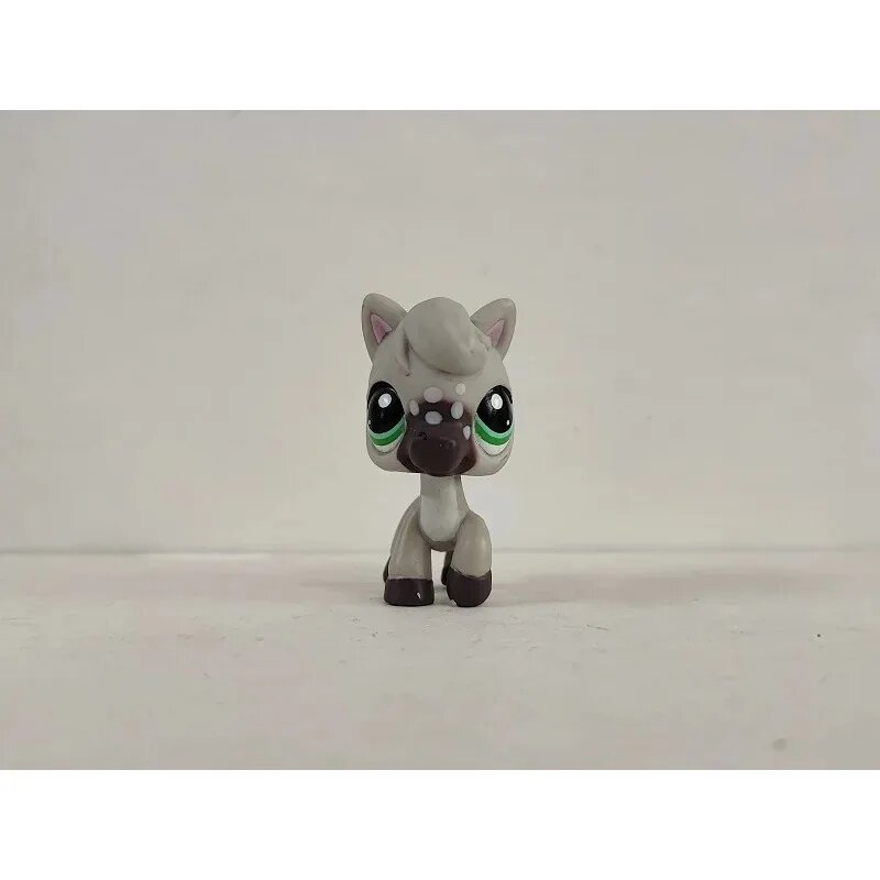 LPS Toys Редкая фигурка зоомагазина Серый лошадь с зелеными глазами # Игрушка