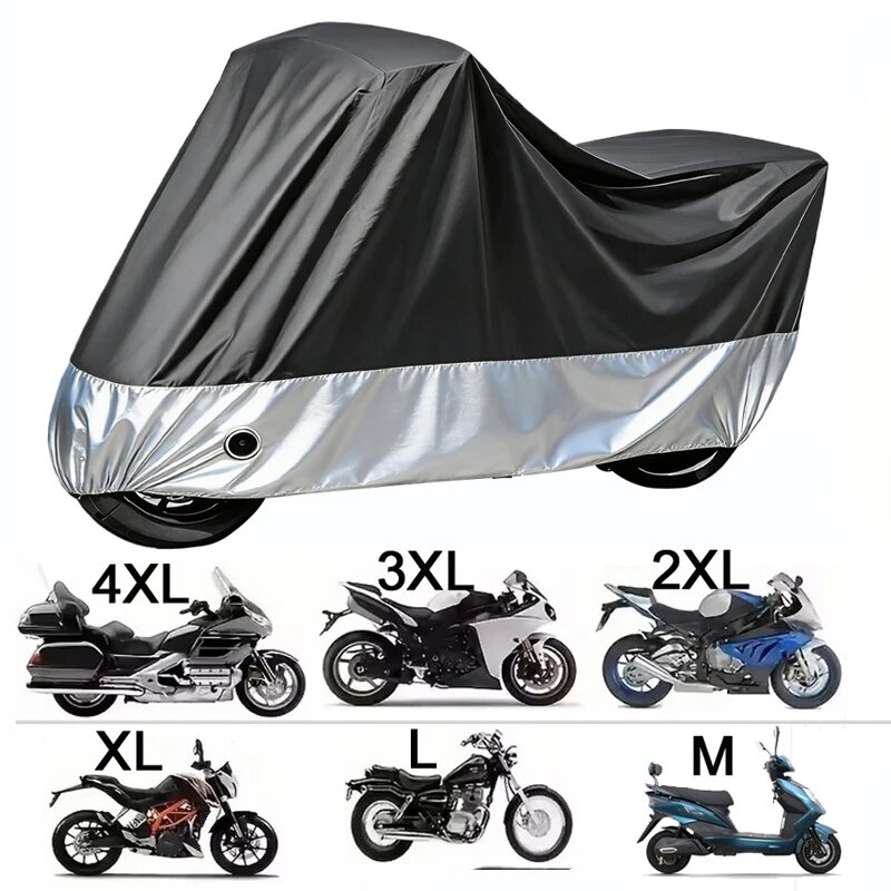 Универсальный Водонепроницаемый Чехол Для Мотоцикла С Защитой 4XL for 2300-2600mm, Silver and Black