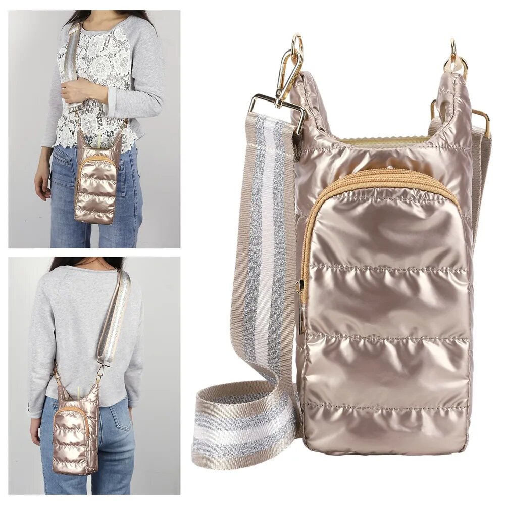 Чехол для кофейного стакана из прочного полиэстера золотистого цвета 28x12x2 см