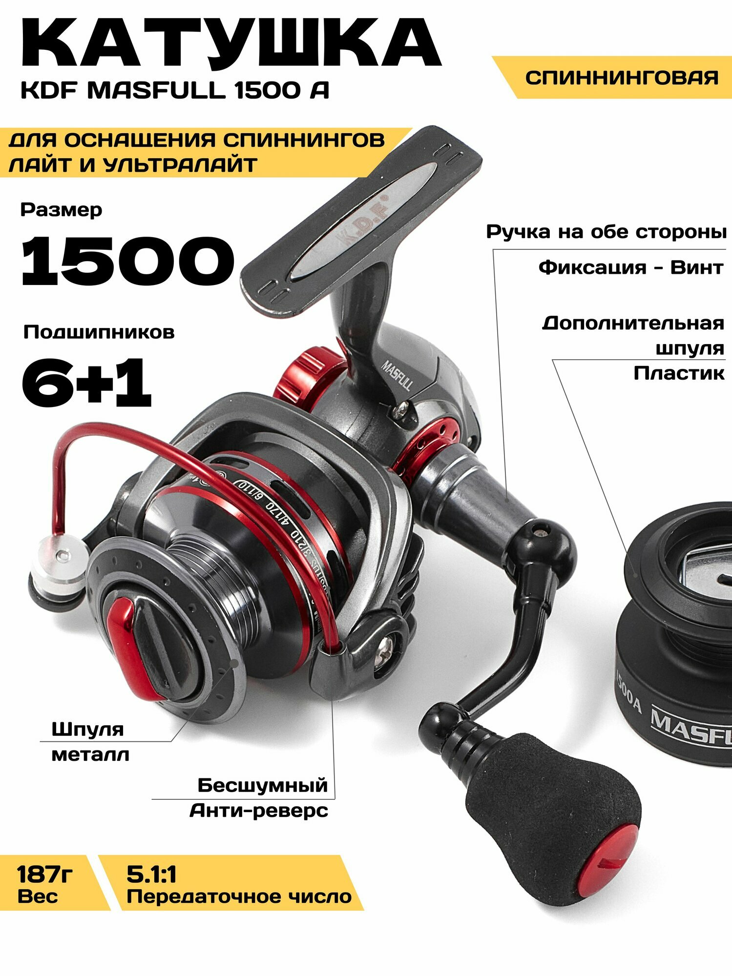 Спиннинговая катушка K.D.F. Masfull 1500A