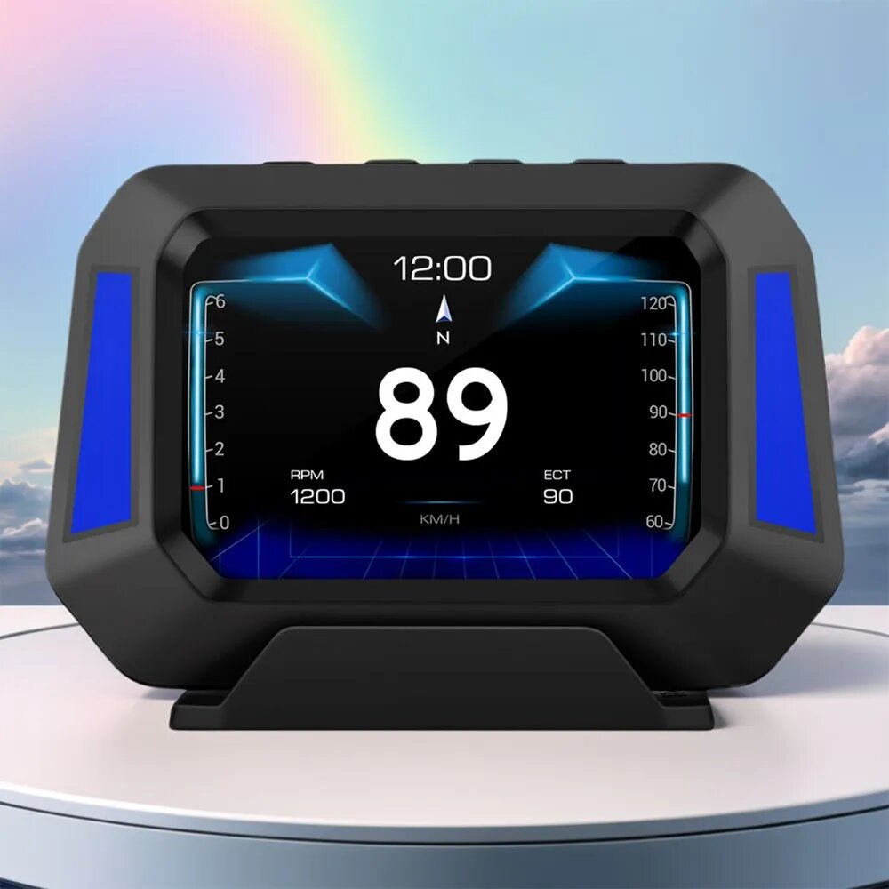 Многофункциональный автомобильный бортовой компьютер OBD + GPS + Slope для диагностики автомобиля и отображения информации о наклоне, 3.5 дюйма, черный — фото 1