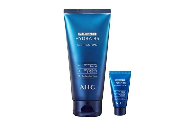 Пена-очищение унисекс AHC B5 Hyaluronic Acid Soothing Moisture Foam Cleanser, 180ml+30ml