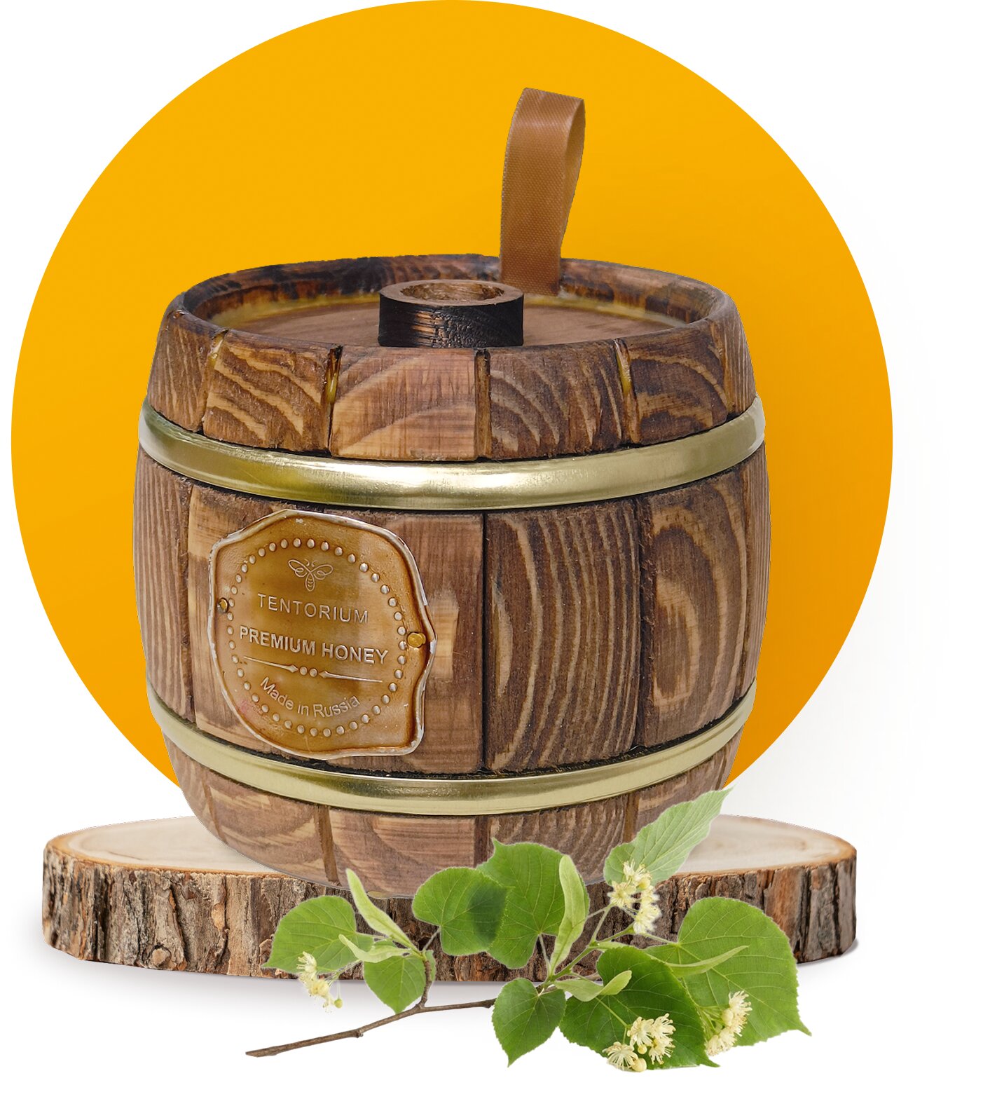 Мёд натуральный Липовый 450 г, в бочонке