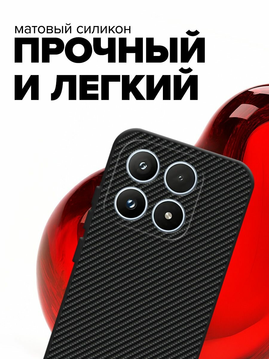 Черный матовый чехол на Xiaomi 17 / Сяоми 17 с принтом черный карбон — фото 1
