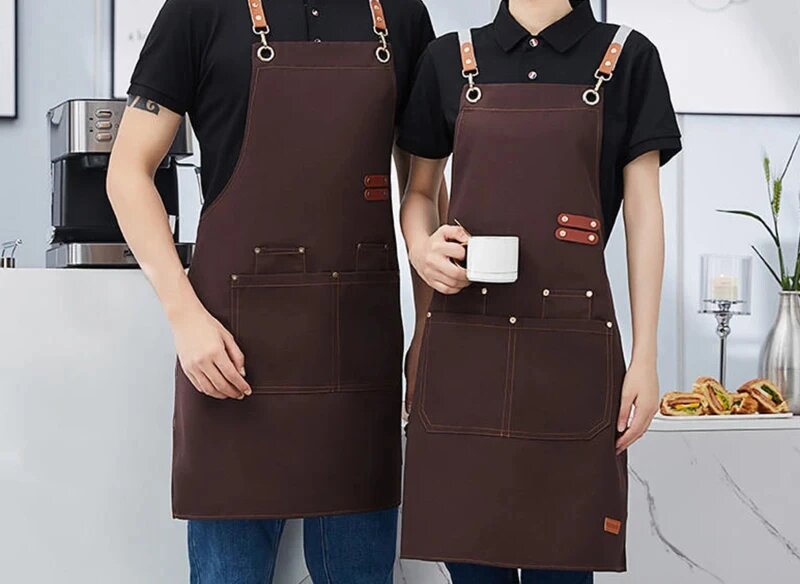 Коричневый фартук для кухни из холста, Dark Coffee