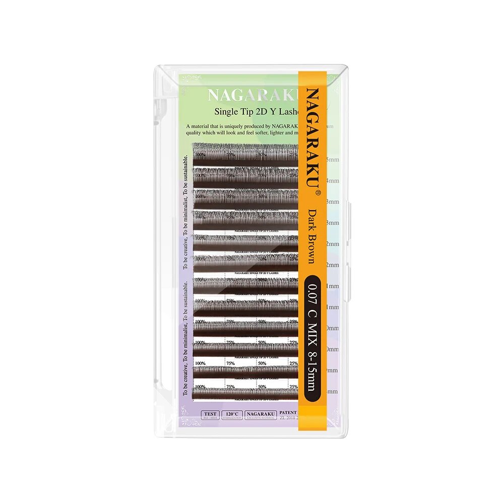 NAGARAKU 2D Темно-коричневые объемные ресницы D, MIX 8-15mm