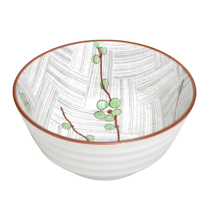 Корейский импортный набор посуды из керамики «Цинъин» с рисунком зеленой сливы для домашнего использования, включающий в себя миски для риса, суповые миски, тарелки и фруктовницы.