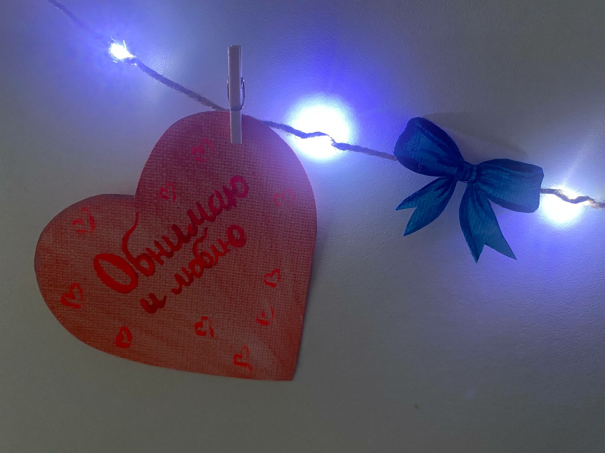 Гирлянда "Весенняя", акрил, ручная работа, подсветка синий свет, 3 режима, 90см