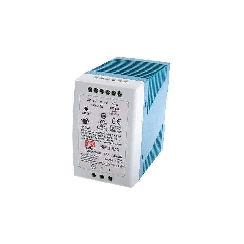 Источник питания Mean Well AC/DC MDR-100-12 Т00270783, блок питания, защита от короткого замыкания, монтаж на DIN-рейку