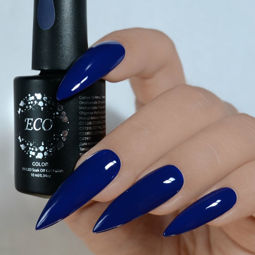 Гель-лак ECO Professional №75, глянцевый, темно-синий, трехфазный, 10 мл
