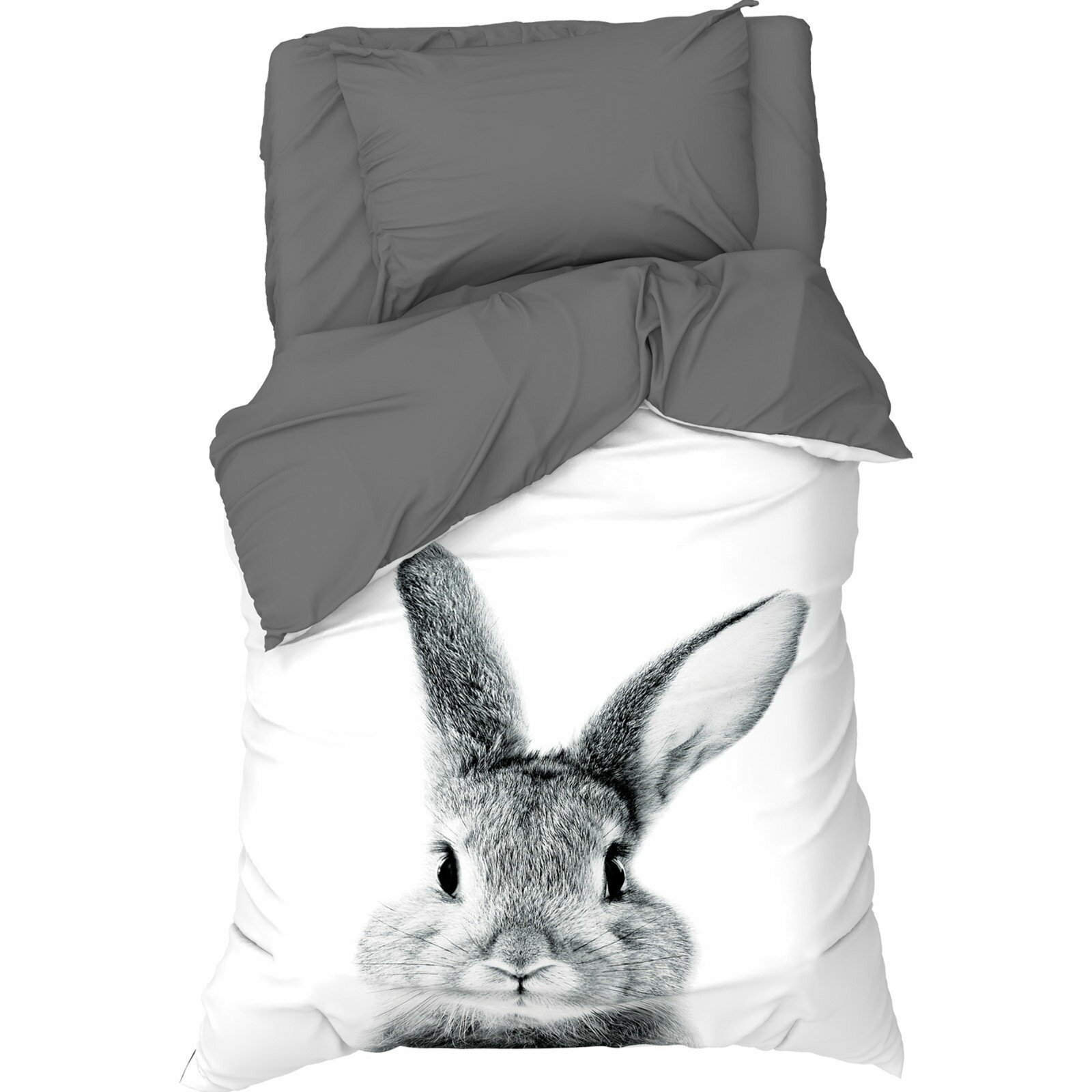 Постельное бельё 1.5-спальное Cute rabbit, бязь, цвет: белый