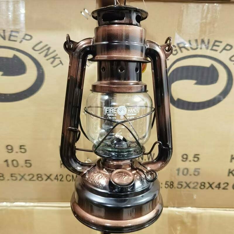 Керосиновая лампа Немецкие старые винтажные кемпинговые керосиновые лампы，12.7×26cm，коричневый