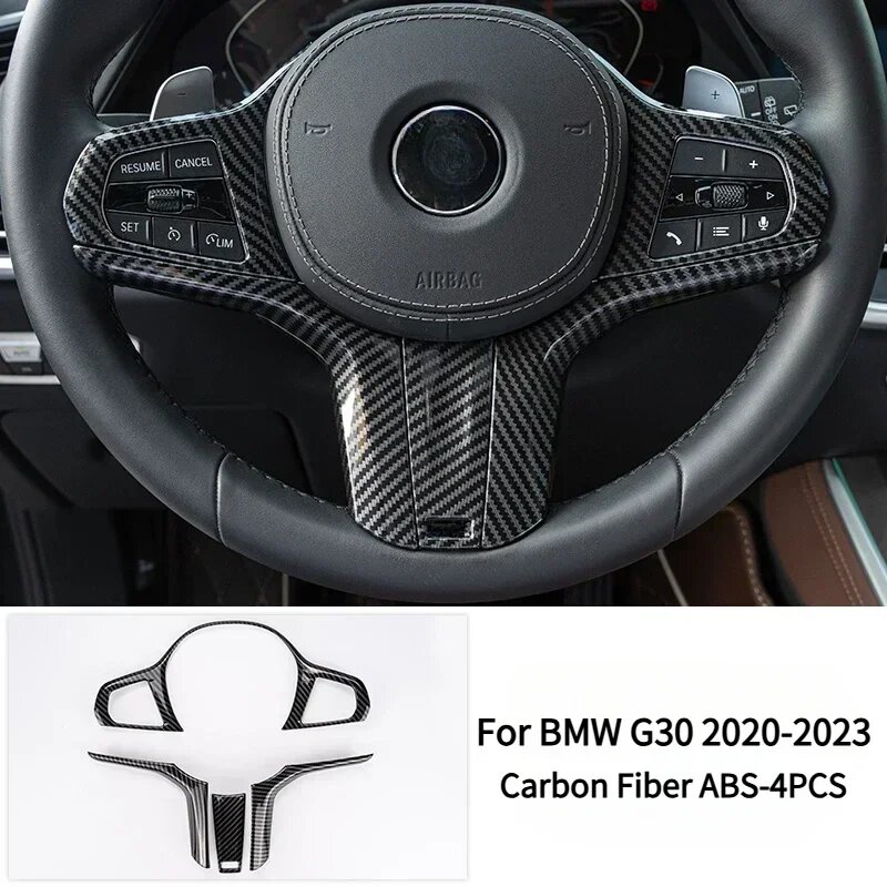 Накладка на руль BMW G30 2020-2023, карбон, ABS, 4шт