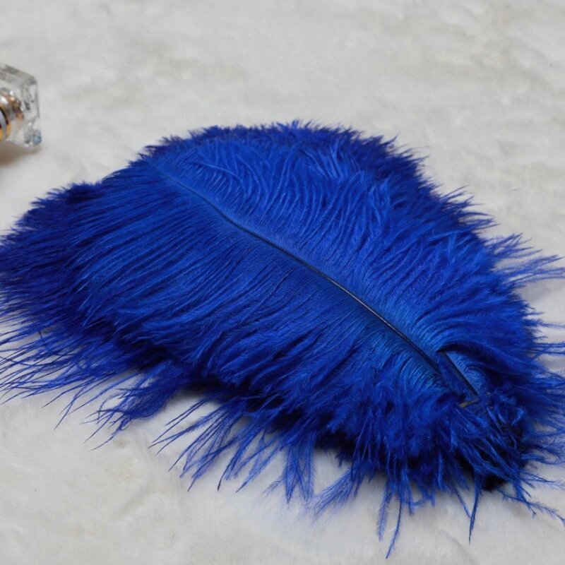 Большие натуральные перья страуса 20-55 см, 10 шт. Синий, 10pcs 40-45cm, sapphire blue