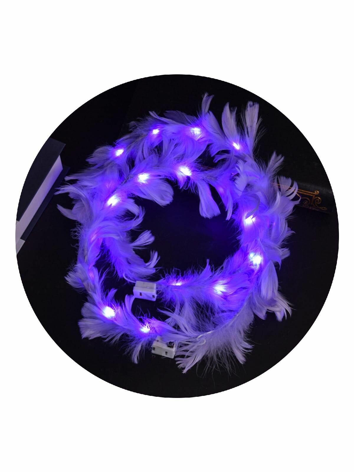Светящийся венок с перьями, Кольцо с цветком ангела pu