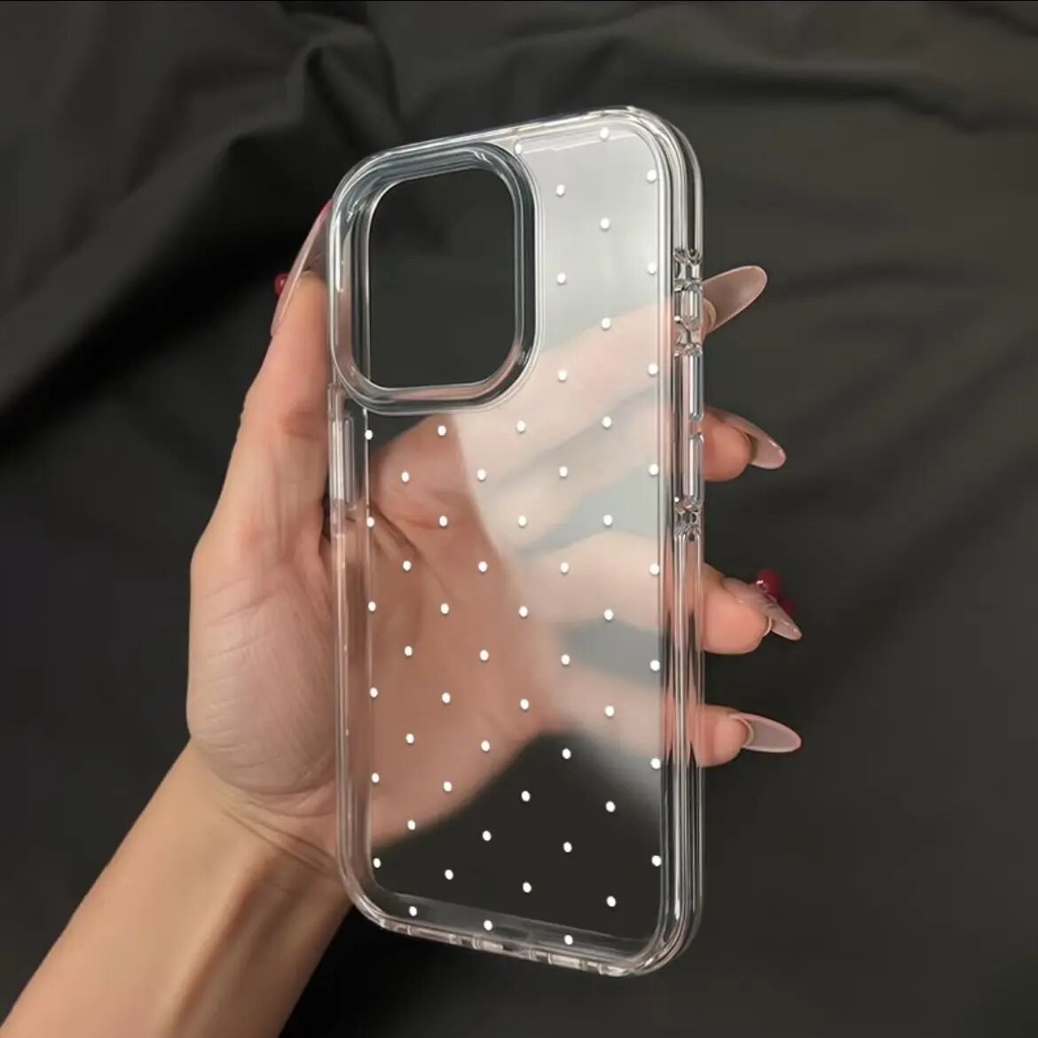 Корейский Белый Силиконовый Чехол В Горошек Для iPhone 17/16/15/14/13/12/11 iPhone 15