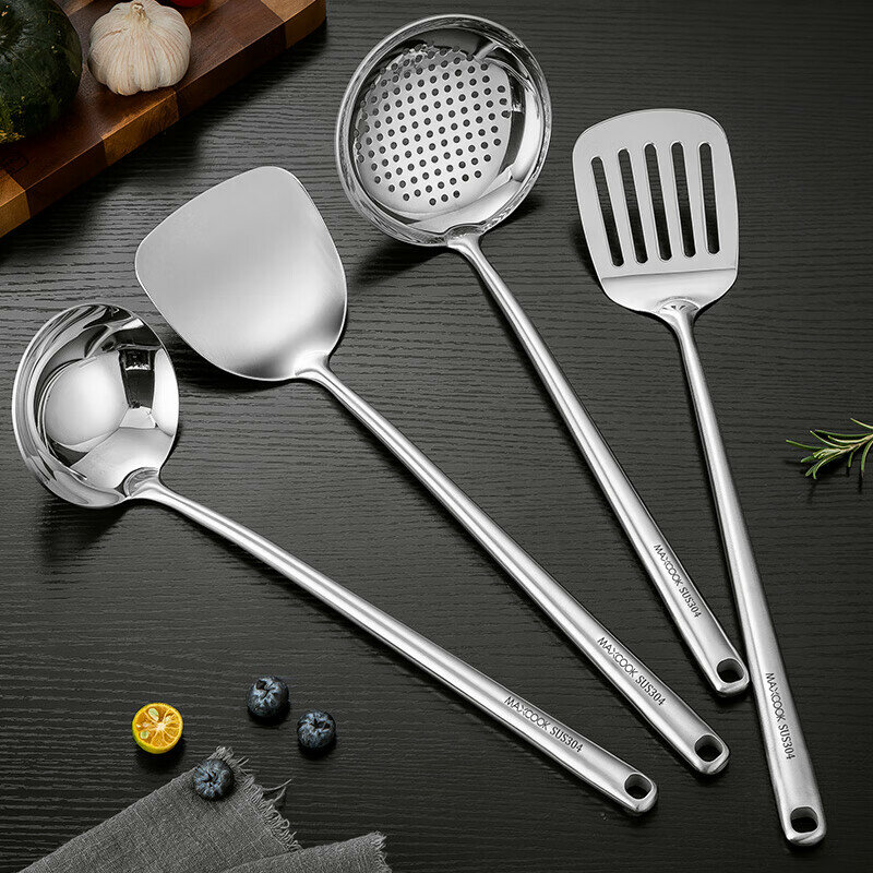 MAXCOOK Толстостенная стальная лопатка для сковороды 304 нержавеющая сталь Цвет：Весь из нержавеющей стали 304