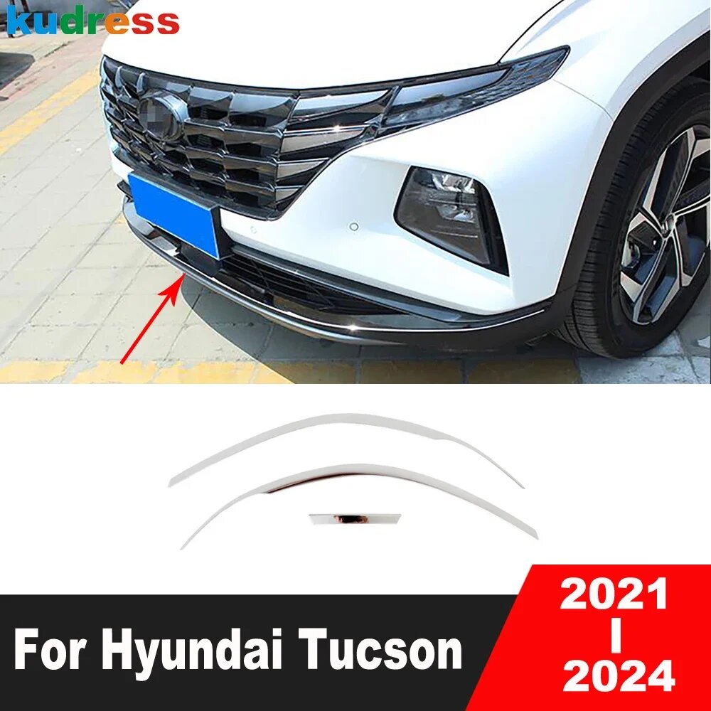 Накладка на передний нижний бампер для Hyundai Tucson NX4 2021 2022 2023 2024, стальные автомобильные аксессуары, нижняя решетка, молдинговая полоса