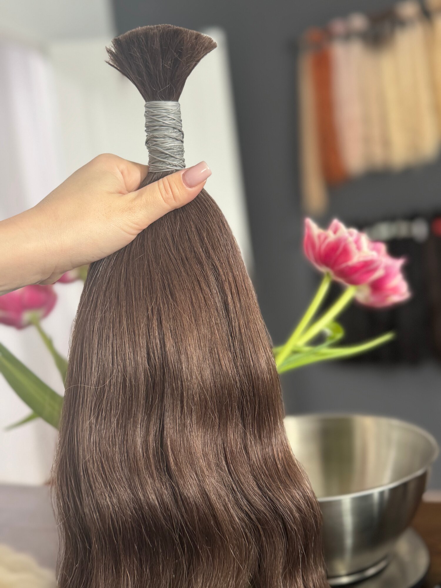 Волосы для наращивания , натуральные 40 см 100 грамм , люкс качества , Российский окрас