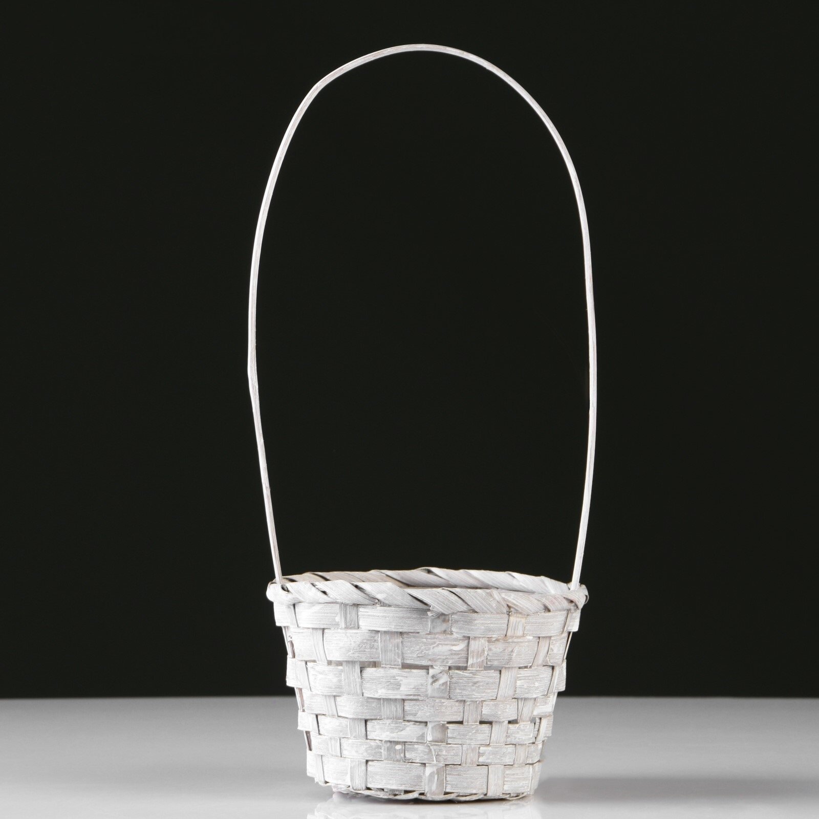 Корзина Сима-Ленд, ручная работа, плетеная, серая, бамбуковая, диаметр 28 см