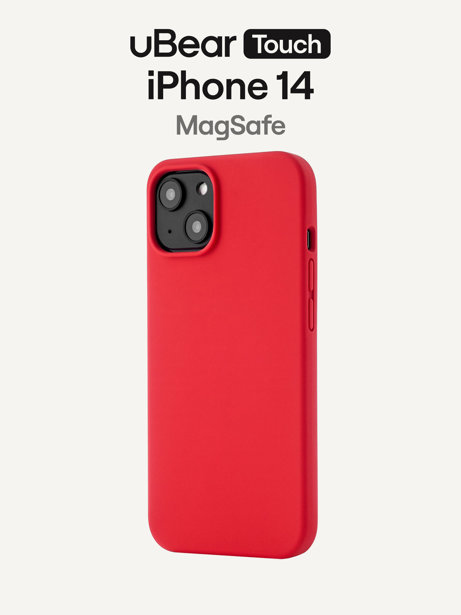Чехол защитный uBear Touch Mag Case для iPhone 14, магнитный, силикон, софт-тач, красный