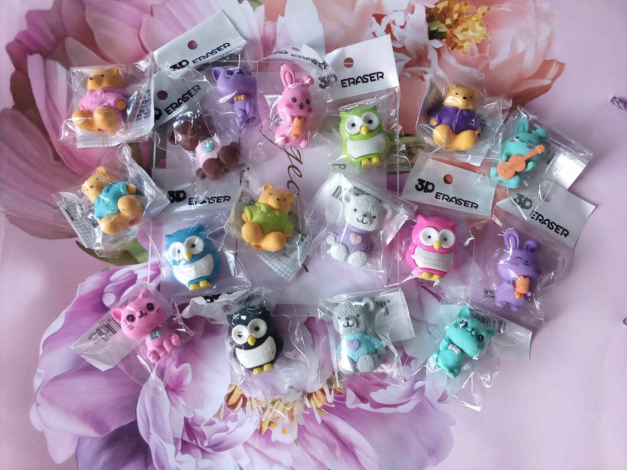 Фигурный ластик микс (6 разных штук)