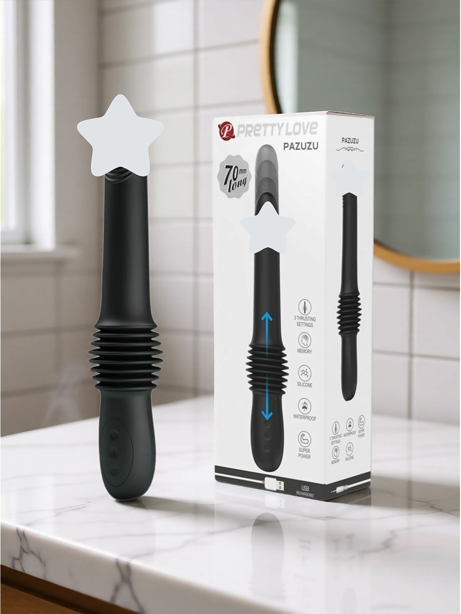 Черная мини-секс-машина Pazuzu с возвратно-поступательными движениями - 29,2 см